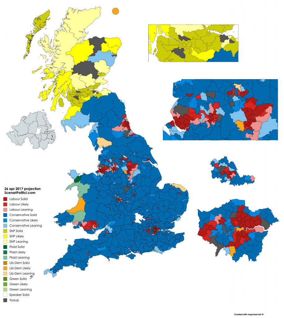 British General Election 2017 - 26 april seat projection - CON majority ...